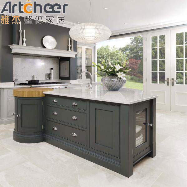 Quality Prefabricated Solid Shaker Design Kitchen Island with Eco-Friendly Material and Modular Kitchen Cabinet for sale