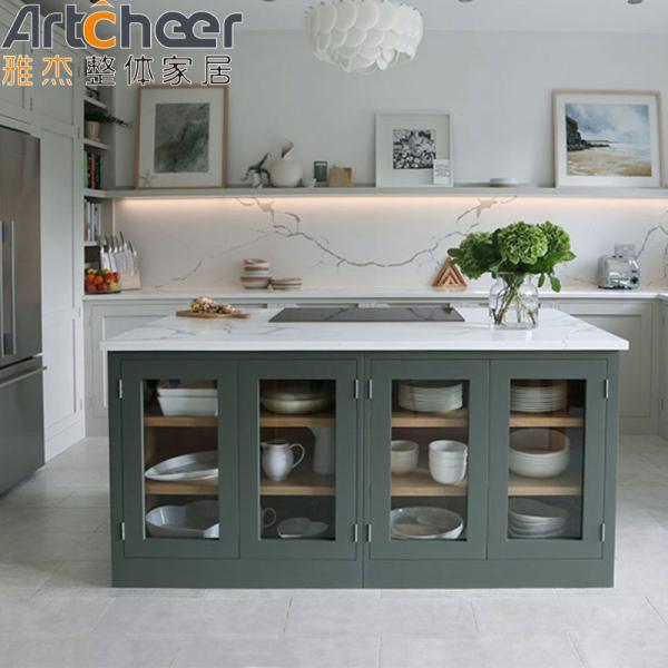 Quality Modern Design Marble Stone Top Kitchen Island Bar Cabinet with Customized Size for sale