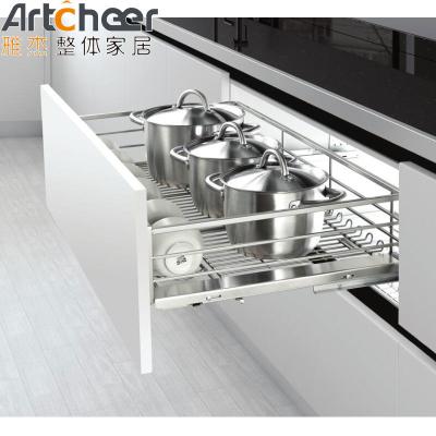 China Artcheer Three Side Plain Stainless Steel Kitchen Basket with Modern Design for Tea Pot and Bowl Organizer for sale