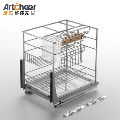 China Stainless Steel Kitchen Basket with 304# Material Grade and Modern Design for Cabinet Organizer for sale