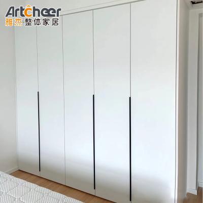 China Soft Closing Modern Stylish Wardrobe with Glass Aluminium Frame Hinge Door Closet for sale