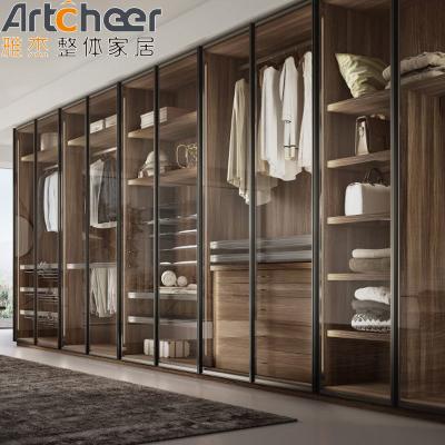 China Luxury Glass Door Walk In Wardrobe with Aluminium Frame and Modern Design for sale