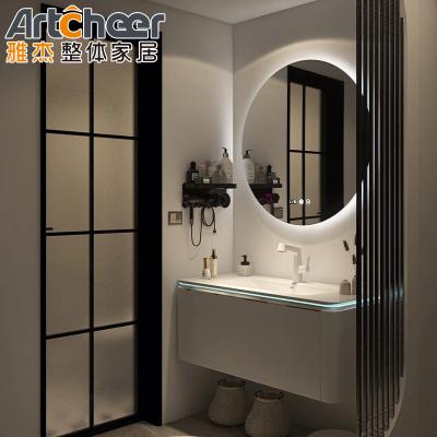 China Modern Moisture-Resistant Bathroom Vanity with Soft Closing Hinges and Customizable Design for sale
