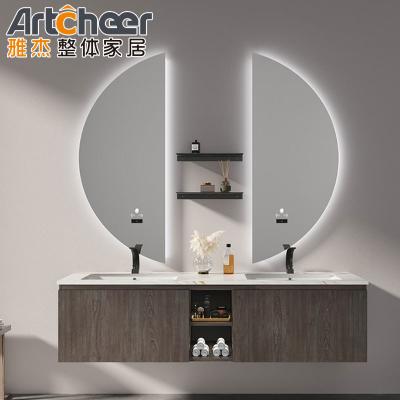 China Modern Contemporary Bathroom Vanity Cabinet with LED Light and Plywood Construction for sale