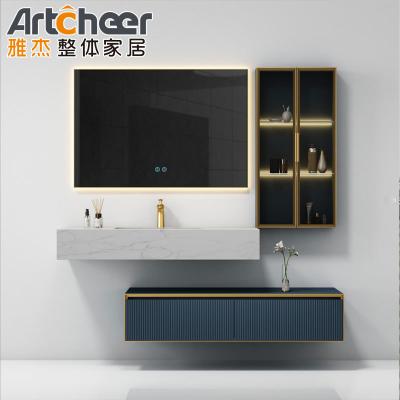 China Modern Design Water Resistant Bathroom Vanity Cabinet with Soft Closing and Vanity Mirror for sale