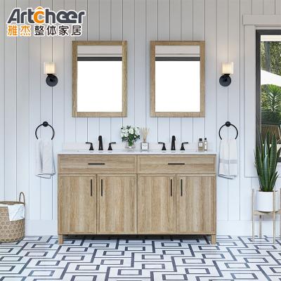 China Contemporary Water Resistant Eco-Friendly Bathroom Vanity Combo with Marble Sink Table Top for sale