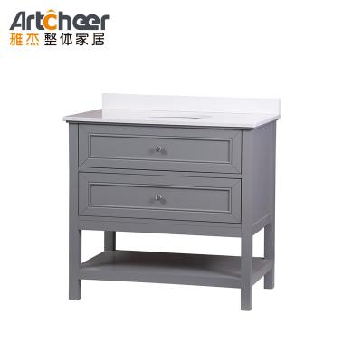 China Modern Solid Wood Bathroom Vanity with Dressing Table Design and Stone Table Top for sale
