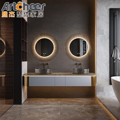 China Modern Design Double Sink Bathroom Vanity Cabinet with Customizable Size for sale