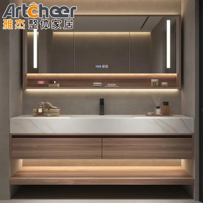 China American Style Solid Wood Bathroom Vanity with Marble Countertop and Contemporary Design for sale
