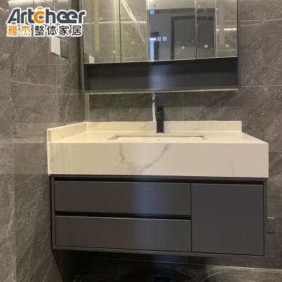 China Modern European Design Bathroom Vanity with Quartz Stone Table Top and Customized Size for sale