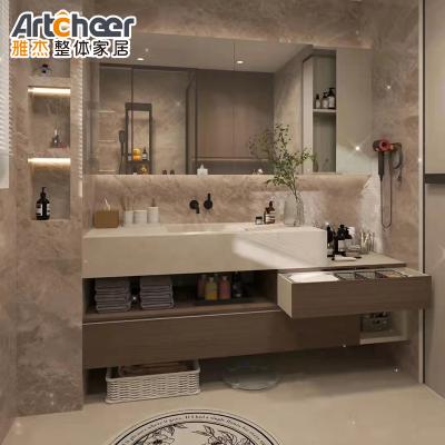 China Modern Bathroom Vanity Combo with Quartz Stone Top and Customizable Size for sale