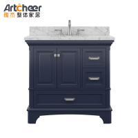 China Modern Solid Wood Frame Bathroom Vanity with Quartz Top and Modular Design for sale