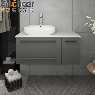 China French Style Marble Basin Bathroom Vanity Combo with Smart Mirror and Ceramic Sink for sale