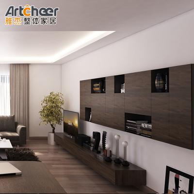 China Modern Luxury Mahogany Veneer TV Cabinet with Adjustable Height and Wall Mounted Design for sale