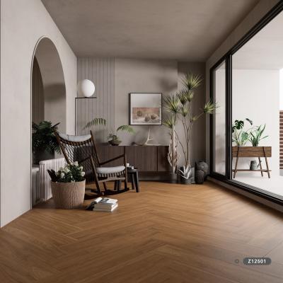 China Wooden Porcelain Floor Tile Brown Color 200X120mm 10mm Thicnkness for sale