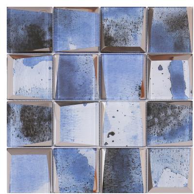 China Beveled Chic Crystal Mosaic Tile Blue Color For Kitchen And Bathroom Backsplash for sale