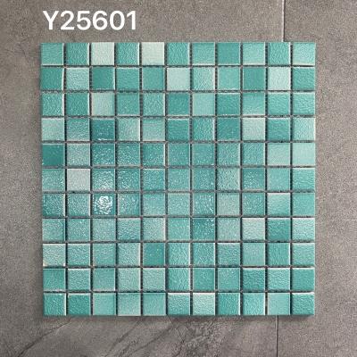 China 25X25mm Swimming Pool Glass Mixed Mosaic Pool Fish Pond Exterior Wall Entertainment Venue for sale