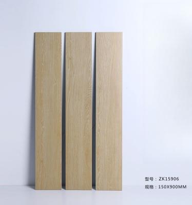 China Rustic Porcelain Wooden Flooring Tiles Wide Light Yellow 150x900 For Home Interior for sale