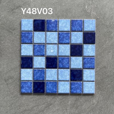 China Koven veranderd keramisch zwembad mozaïektegels 300x300 geglazuurde blauwe kleur Te koop