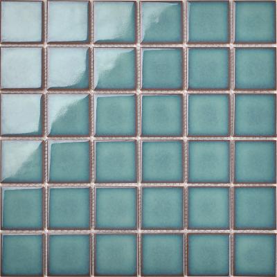 China Moss Green 25x25mm Heat Insulation Ceramic Mosaic Tiles Matte Ceramic For Kitchen Backsplash Panel for sale