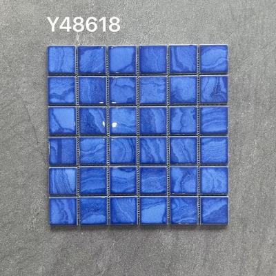 China Kiln Change Ceramic Mixed Blue Mosaic Tiles Square for Swimming Pool for sale