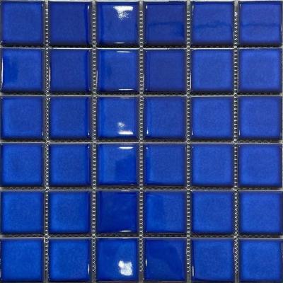 China Keramische Ice Crackle Mozaïektegel 300x300 Geglazuurd Aqua Blauw voor Zwembad Te koop