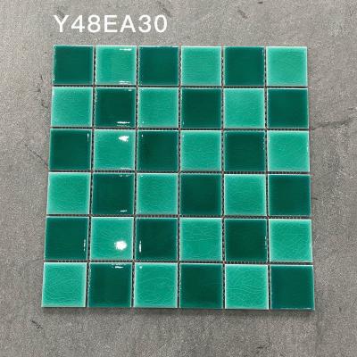 China 48x48mm Single Ice Crack Swimming Pool  Ceramic Mosaic tile for sale