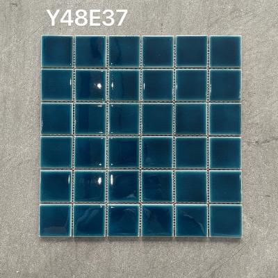 Mosaico di piscina in ceramica vetrata Blu e verde colore 48x48/300x300mm