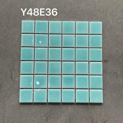 China Modern Glazed Ceramic Mosaic Tiles Light Blue Bright Surface For Swimming Pool for sale