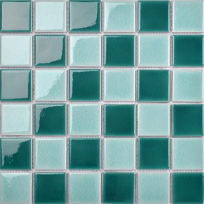 China Ice Crackle Square Glossy Ceramic Mosaic Tile 48X48mm For Swimming Pool for sale