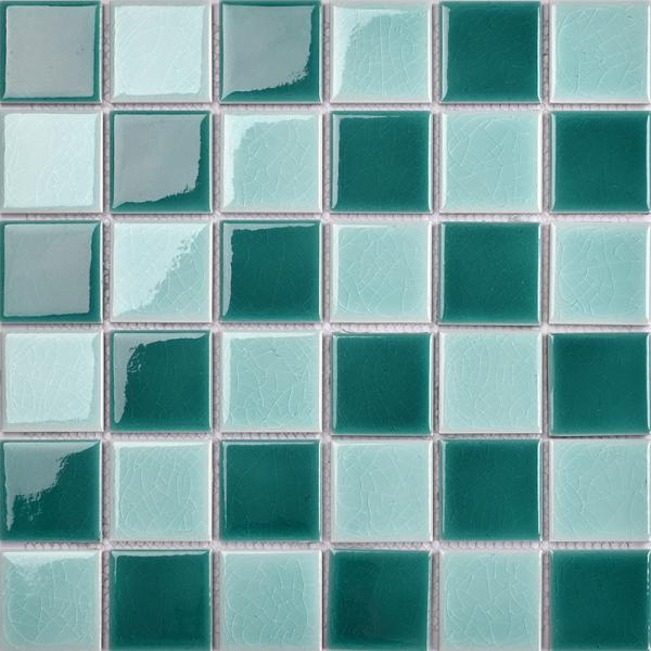 Quality Ice Crackle Square Glossy Ceramic Mosaic Tile 48X48mm For Swimming Pool for sale