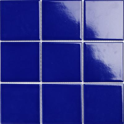 China Blue Ocean Wave Ripple Ceramic Mosaic Tile Smooth Square 97X97mm for Swimming Pool for sale