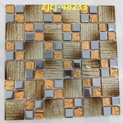 中国 混合色 金彩 モザイクガラス 壁タイル 300x300mm 販売のため