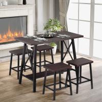 China 47.3 inch 5 Piece Bar Table Set Counter Height Pub Table with 4 Stools 170 lbs Capacity for sale