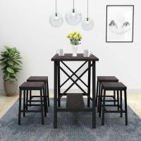 China 47.3 inch 5 Piece Bar Table Set Counter Height Pub Table with 4 Stools 170 lbs Capacity for sale