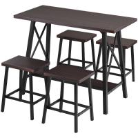 China 47.3 inch 5 Piece Bar Table Set Counter Height Pub Table with 4 Stools 170 lbs Capacity for sale
