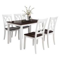 China White 5 Piece Kitchen Dining Table Set with 4 Chairs 45.47 x 29.52 Inch Table for sale
