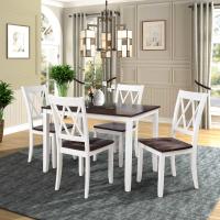 China White 5 Piece Kitchen Dining Table Set with 4 Chairs 45.47 x 29.52 Inch Table for sale