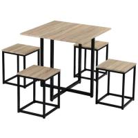 China Oak MDF 30in 5 Piece Bar Stool Set with 4 Stools and Steel Legs for sale
