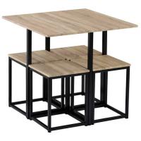 China Oak MDF 30in 5 Piece Bar Stool Set with 4 Stools and Steel Legs for sale