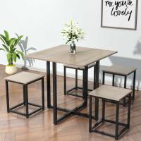 China Oak MDF 30in 5 Piece Bar Stool Set with 4 Stools and Steel Legs for sale