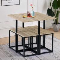 China Oak MDF 30in 5 Piece Bar Stool Set with 4 Stools and Steel Legs for sale