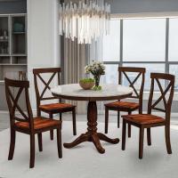 China 5 Piece Dining Table Set for 4 Persons Marble Style MDF Wood Coffee for sale