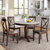 China 5 Piece Dining Table Set for 4 Persons Marble Style MDF Wood Coffee for sale