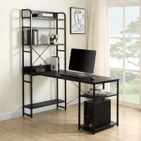China MDF Board Computer Desk with Bookshelf 28.74H Black 220 lbs Load Capacity for sale