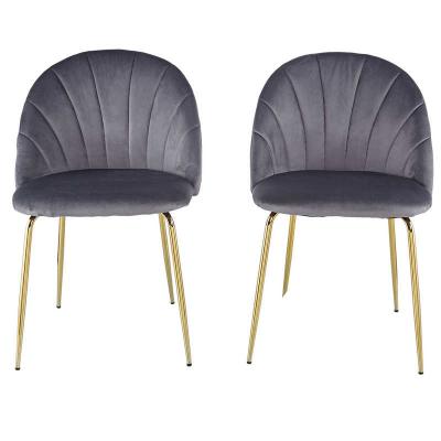 Cina 24.80lbs gamba del metallo del peso 2pc Gray Velvet Upholstered Dining Chair in vendita