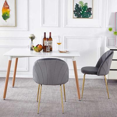 Cina 24.80lbs gamba del metallo del peso 2pc Gray Velvet Upholstered Dining Chair in vendita