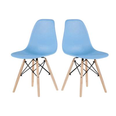 Cina La sedia pranzante di plastica blu 4pc mette la gamba di legno di altezza di 32.28in in vendita