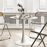 China Tulip Style Round Dining Table 29 inch White Pedestal Base Plywood Top for sale