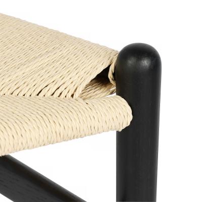 Cina Ash Hans Wegner Wishbone Chair With nero di piegamento termico Seat tessuto a mano in vendita